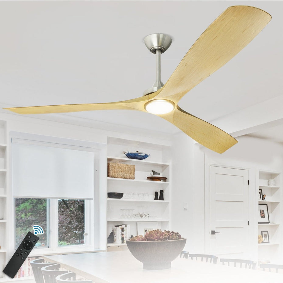 52 Inch Black Modern Ceiling Fan No Light 3 Blades Ceiling Fan with ...