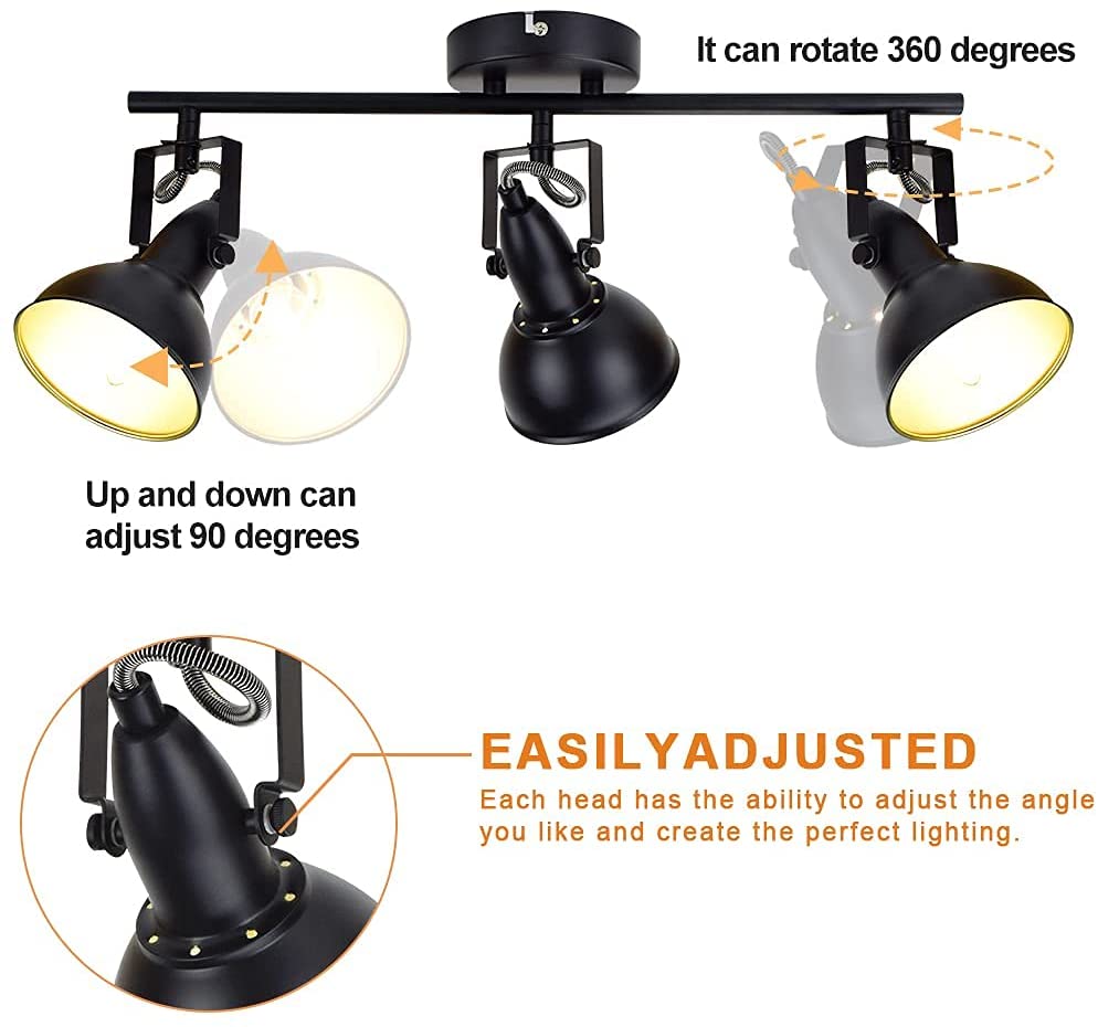 Depuley Retro 3 Way Swiveling Ceiling Spotlight, Kitchen Lights with 3 ...