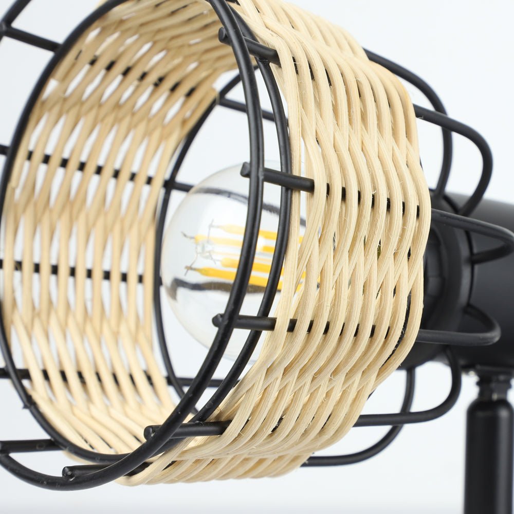 Depuley Modern Track Lighting Kit, 4-Head Rattan Track Wall Spotlight,